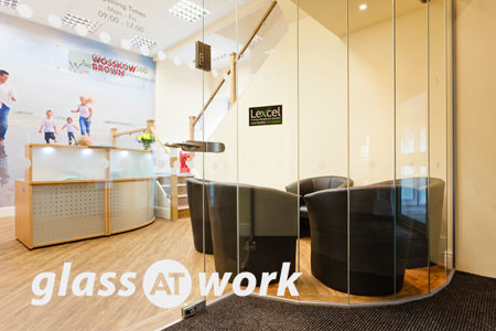 Curved Glass Frameless Office Partitioning